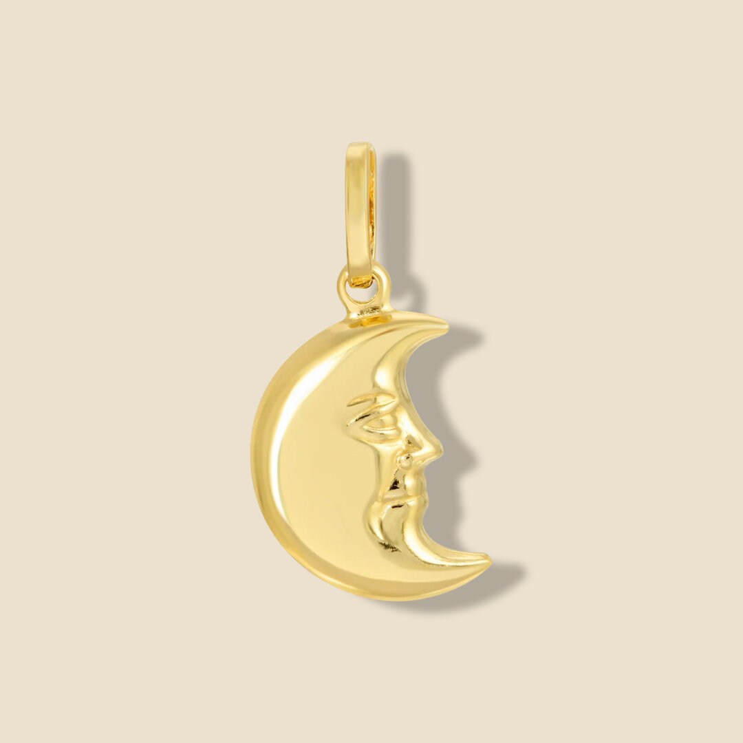 14k Real Gold Half Moon Charm Halfmoon Pendant Birthday Gift Timeless ...