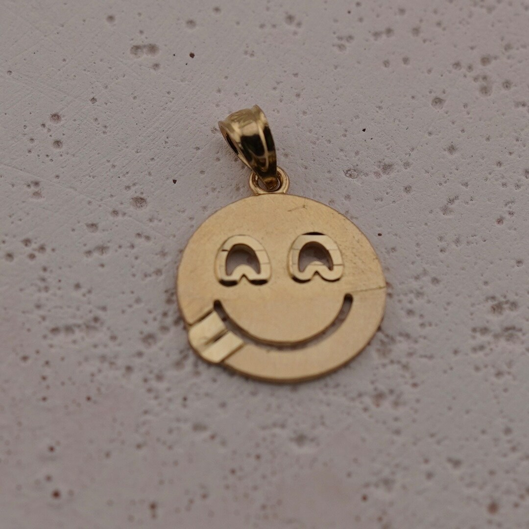 14k Solid Yellow Gold Emoji Yummy Pendant Emoji Yummy Charm Birthday ...