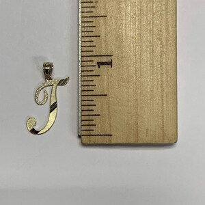 14k Solid Gold Initial t Pendant Birthday Gift Initial T Necklace ...