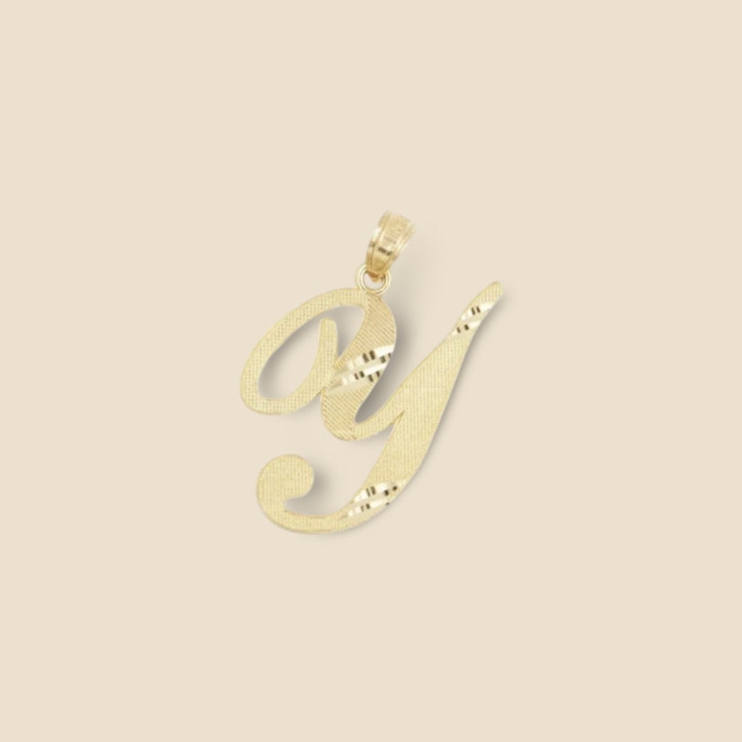 14k Solid Gold Initial Y Pendant Birthday Gift Initial Y Necklace ...