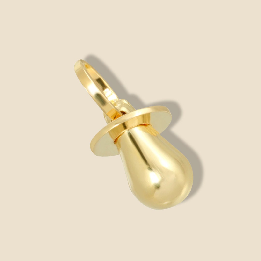 14K Real Gold Pacifier Pendant | Baby Shower Gift | New Mom Keepsake ...