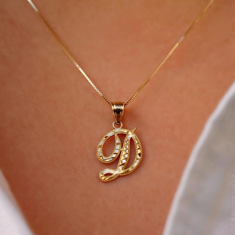 14K Gold Initial D Charm Pendant | Elegant Personalized Letter Pendant ...