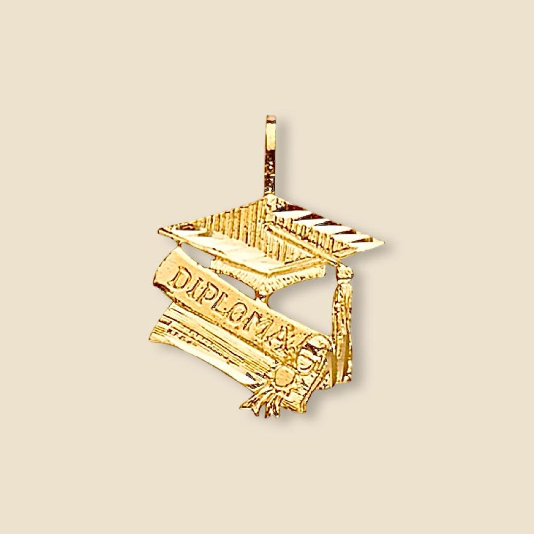 14K Gold Graduation Cap Charm Pendant | Milestone Gift for Graduates - Etsy