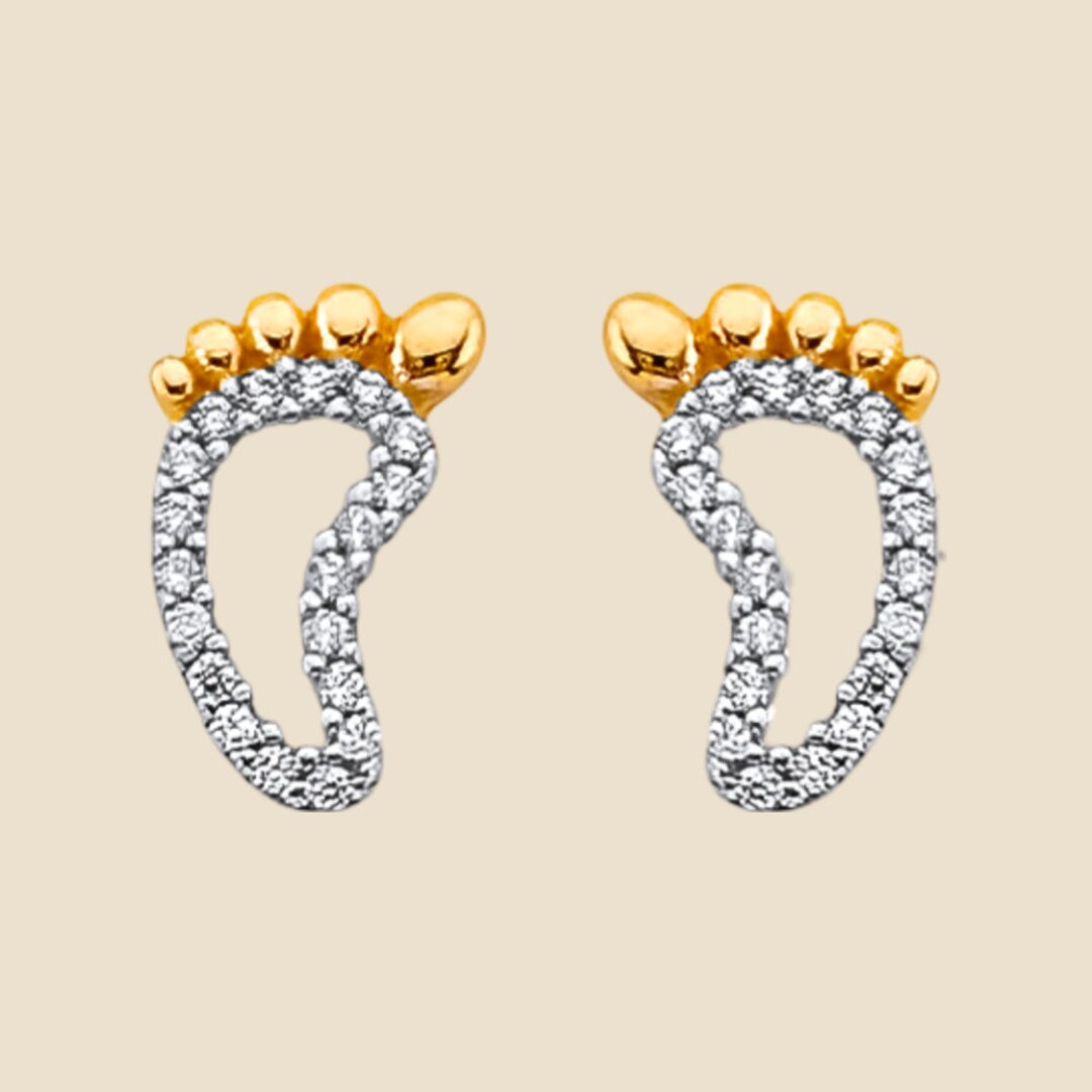14K Solid Gold Footprints Push Back Earrings | Modern Jewelry | Symbols ...