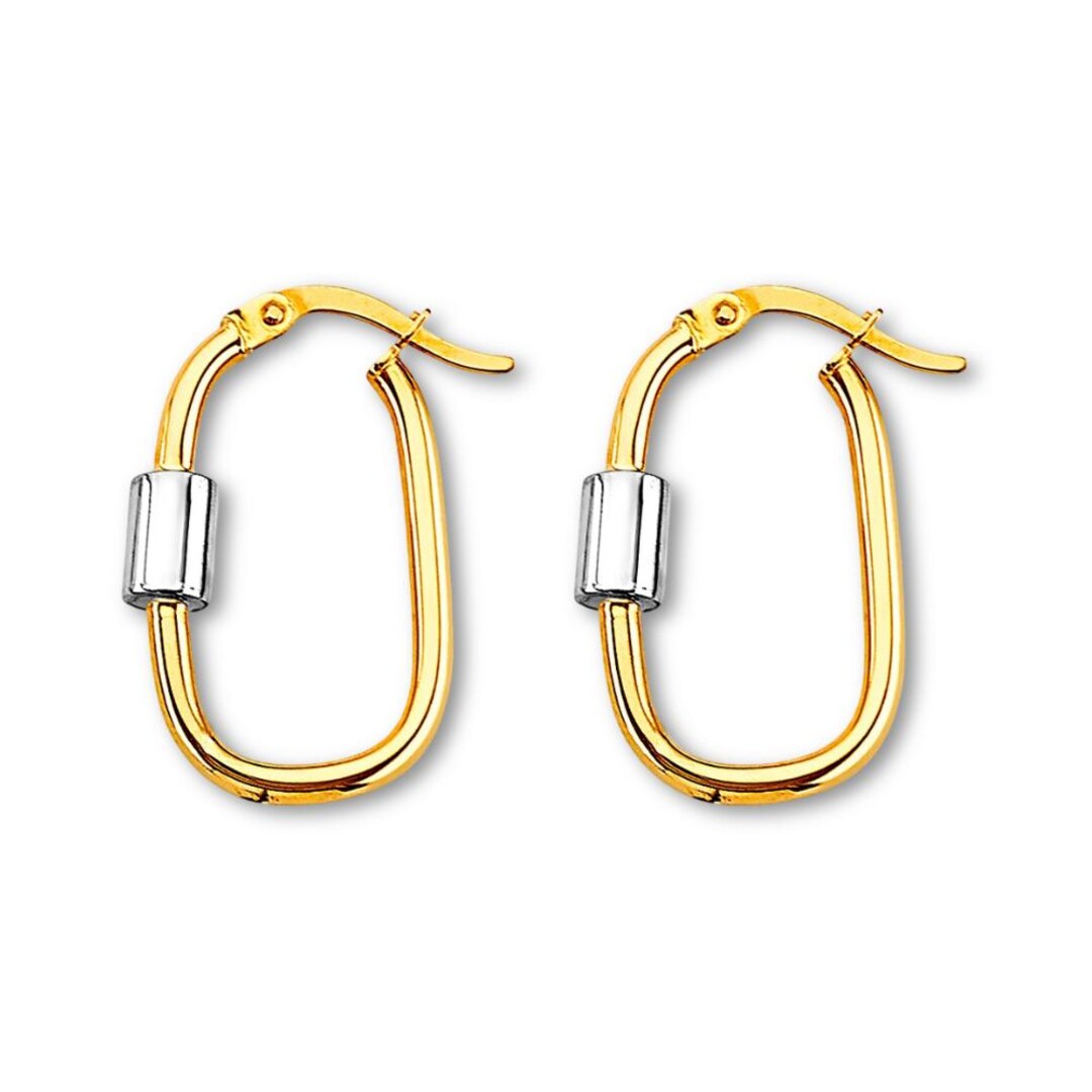 14K Two-tone U-shape Hoop Earrings | Solid Gold 25mm Hoops by Tehrani ...
