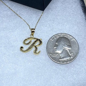 14k Solid Gold Initial R Charm | Birthday Gift | Letter R Pendant ...
