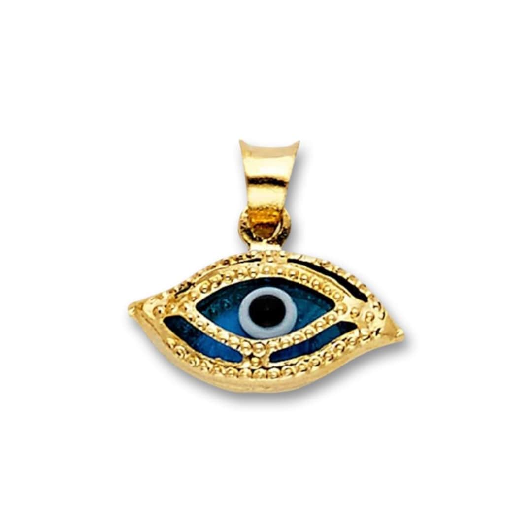 14K Gold Evil Eye Charm Pendant | Red or Blue CZ by Tehrani Jewelry - Etsy