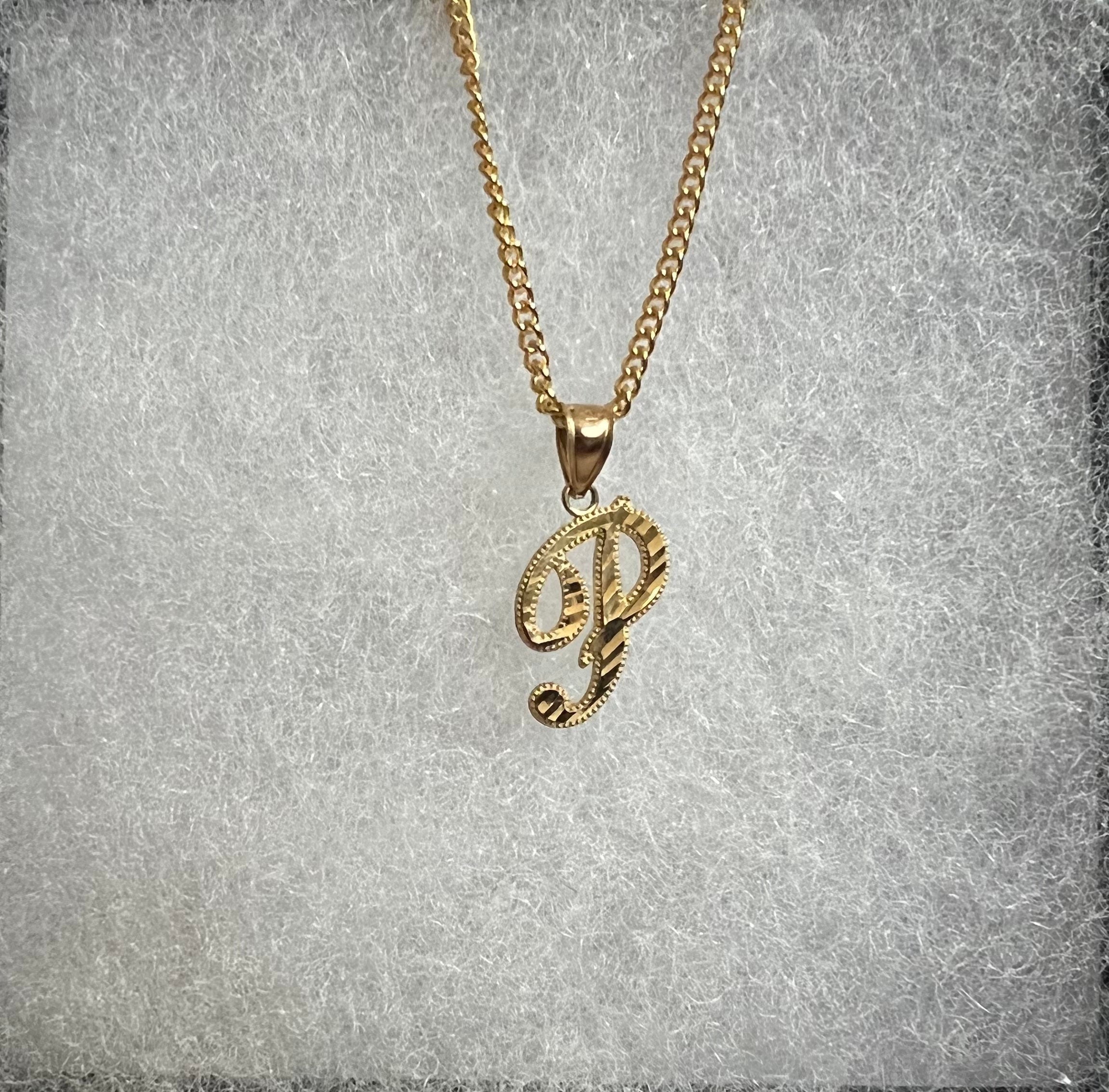 Initial or Letter P Pendant 14k Solid Gold Pendant Perfect | Etsy