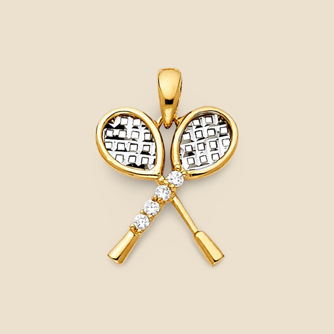 Tennis Pendant 14k Real Gold Pendant Gold Pendant Birthday Gift Fine ...