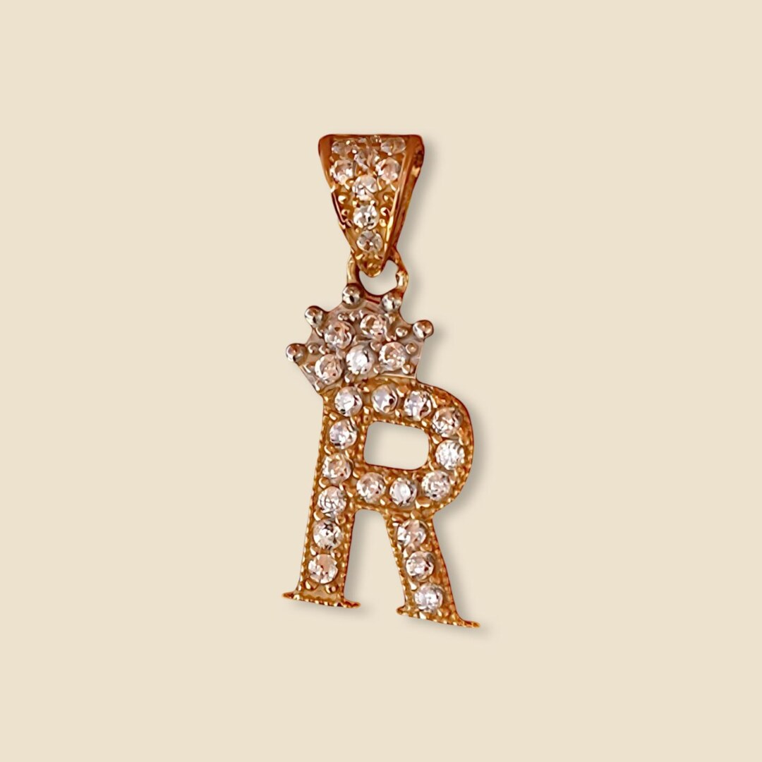 14K Solid Gold Initial "r" Pendant | Personalized Letter R Charm ...