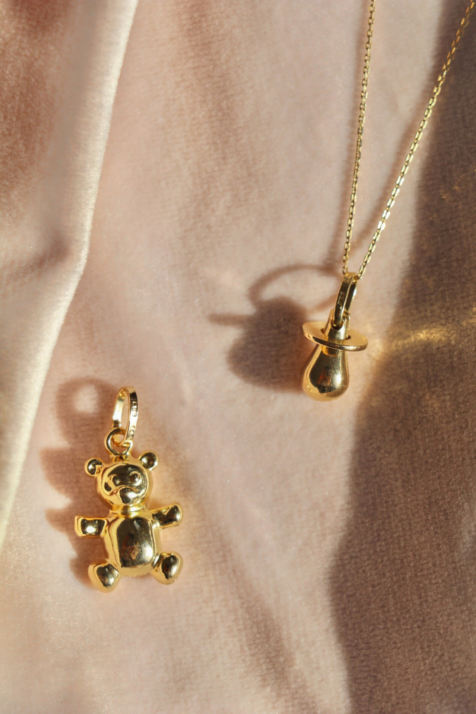 Real Gold Pacifier Charm 14k Real Gold Baby Shower Pendant - Etsy