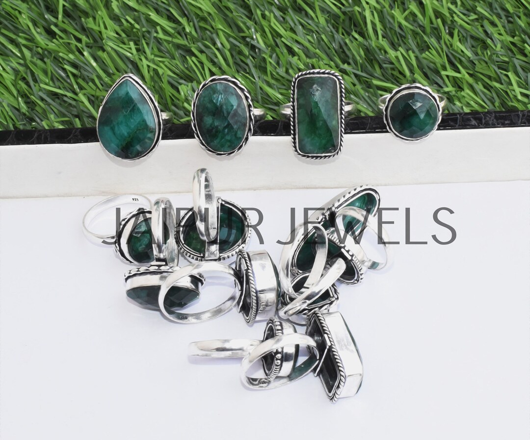 Simulated Emerald Gemstone Rings / Handmade Jewelry / Wholesale Jewelry ...