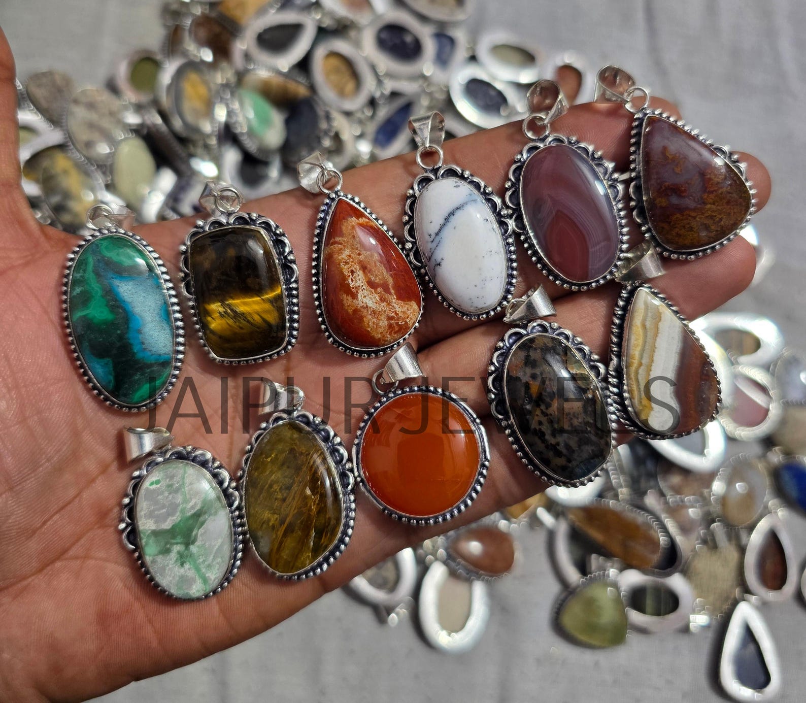 Mix Stone Pendant Lot Bulk: 925 Silver Plated, Pendants, Stone Pendant ...