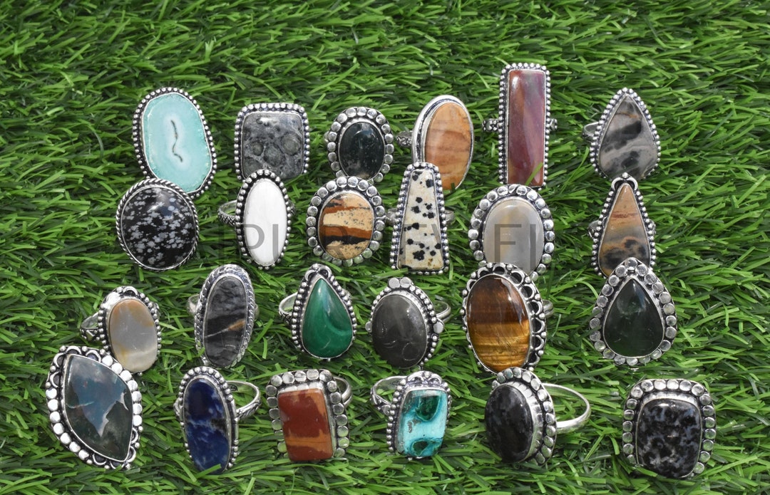 Mixed Gemstones Ring Lot / Bulk Rings /handmade Jewelry / Wholesale ...