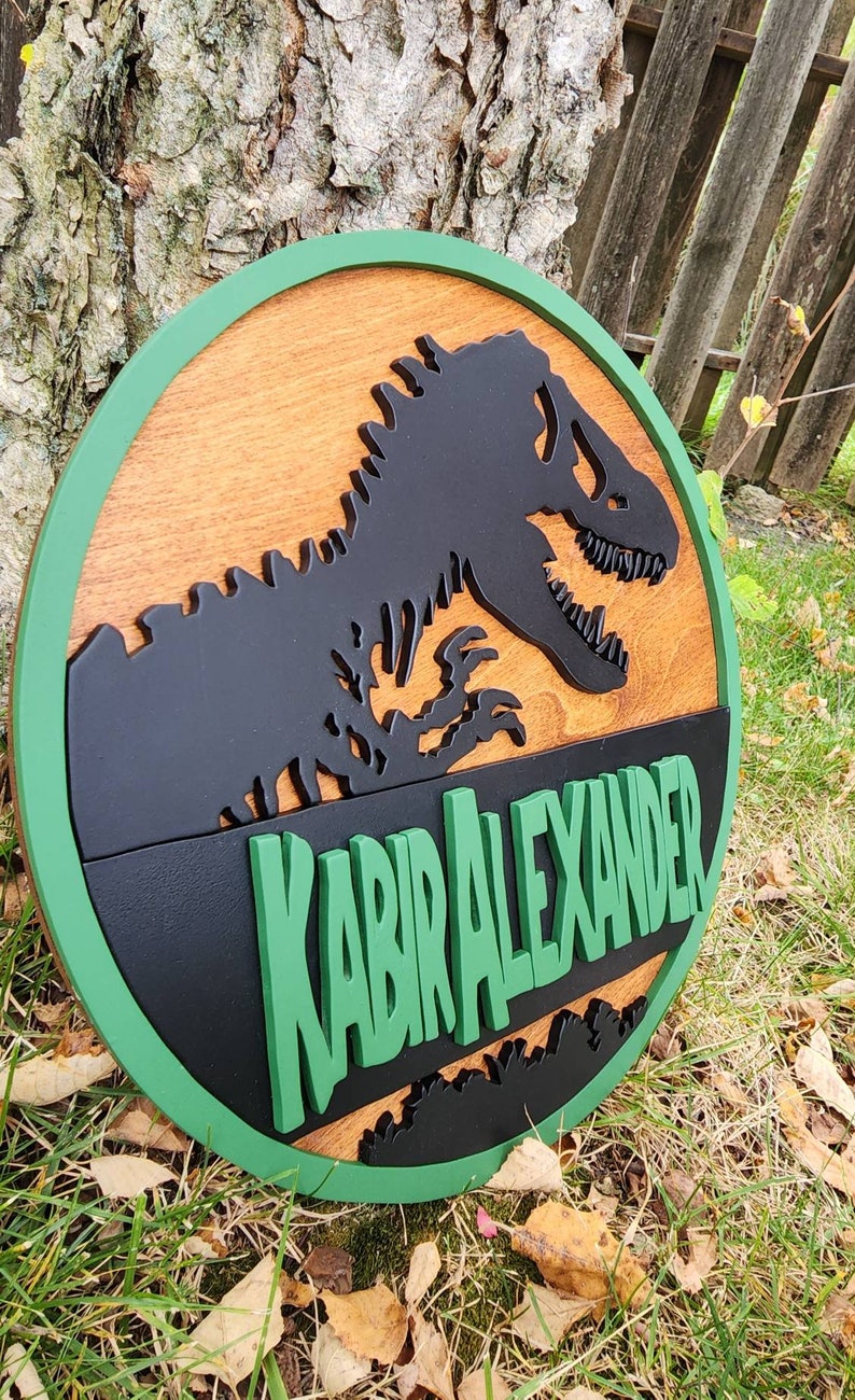 Dinosaur Sign With Name. T-rex Dinosaur Sign. Jurassic Name - Etsy