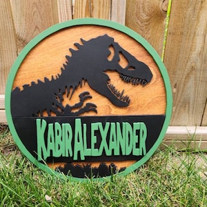 Dinosaur Sign With Name, T-rex Dinosaur Sign, Jurassic Name Sign ...