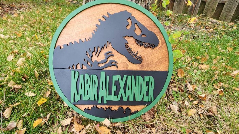 Dinosaur Sign With Name. T-rex Dinosaur Sign. Jurassic Name - Etsy