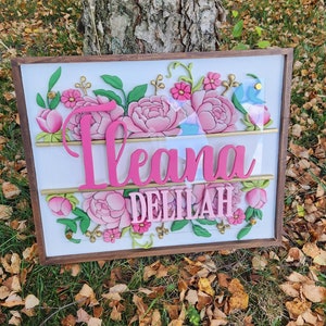 Custom Name Floral Sign With Acrylic - Etsy