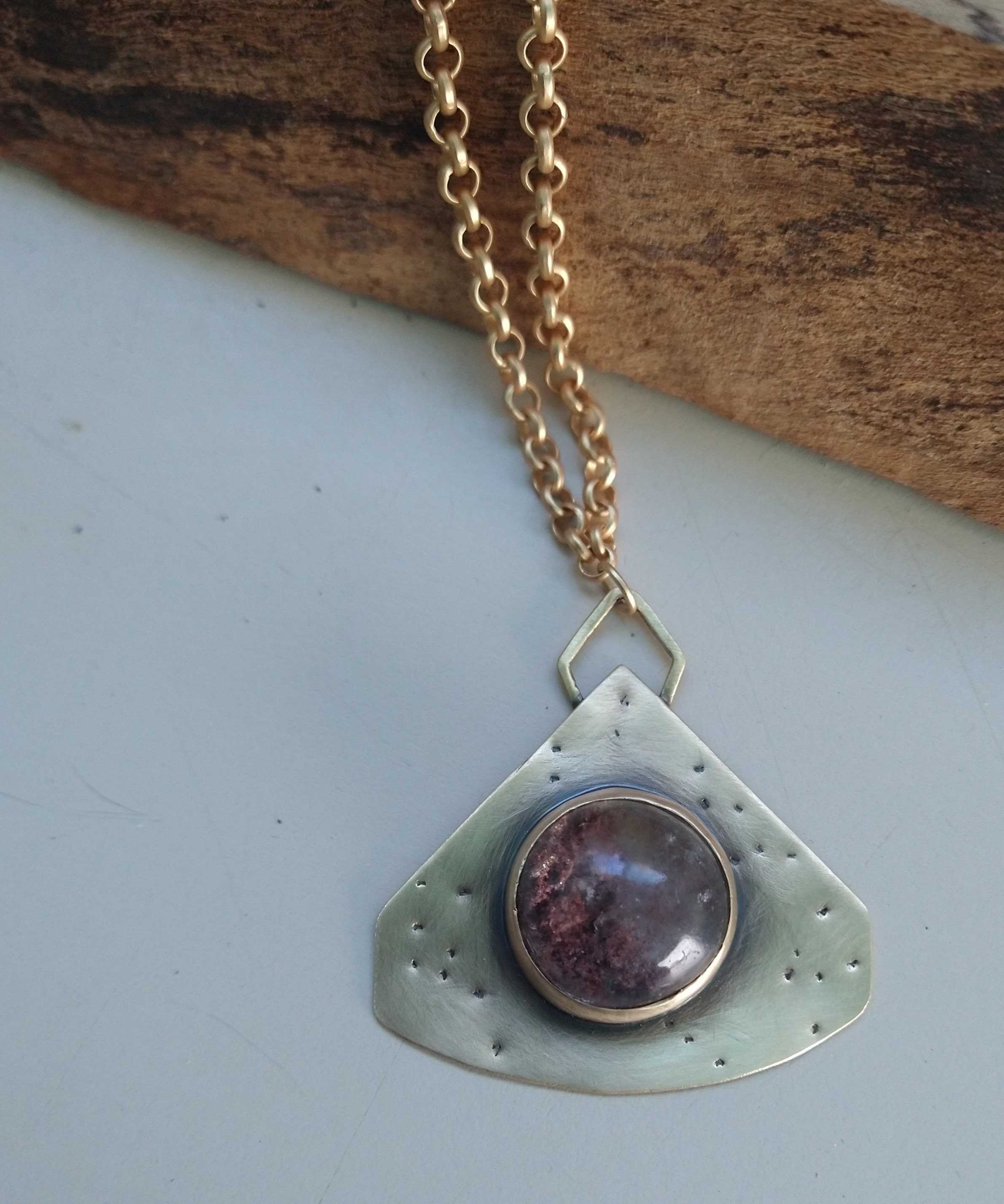 Alignment: Garden Quartz Gemstone Pendant Brass Necklace, Energetic ...