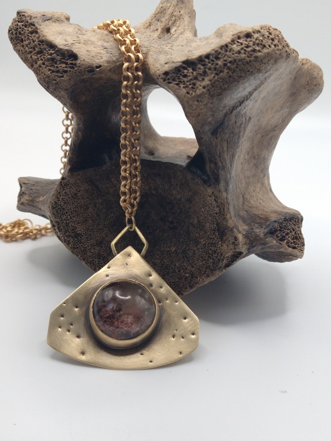 Alignment: Garden Quartz Gemstone Pendant Brass Necklace, Energetic ...