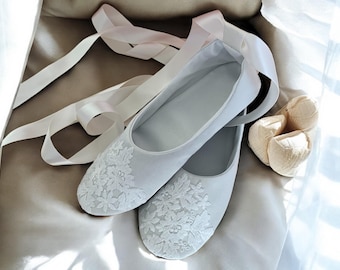Wedding Ballet Slippers Handmade, House Slippers, Light Weight Travel ...