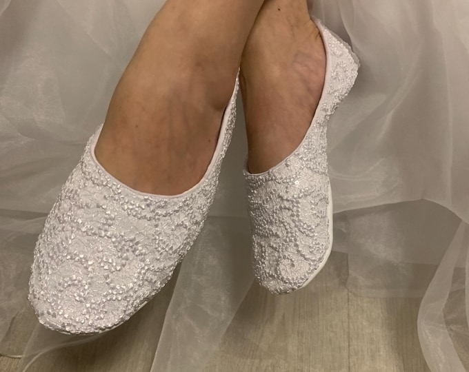 Wedding Ballet Slippers Handmade, House Slippers, Light Weight Travel ...