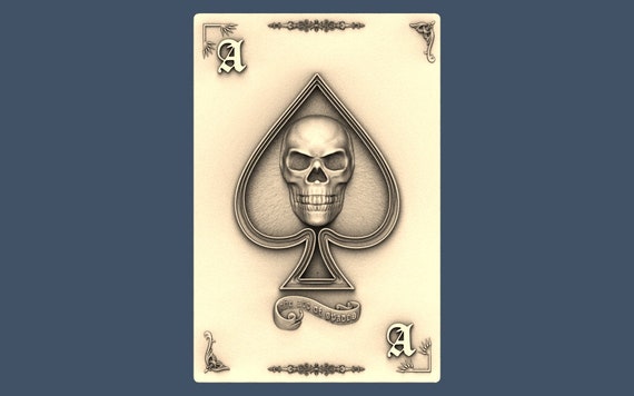 Skull the Ace of Spades STL Model CNC Router Engraver - Etsy