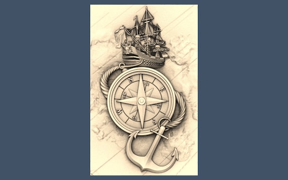 Ship Compass Sailboat Sea Ocean STL Model CNC Router - Etsy