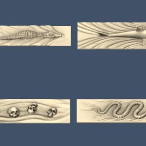 4 Pcs Crocodile Shark Skull Snake Swimming Animal STL Model CNC Router ...