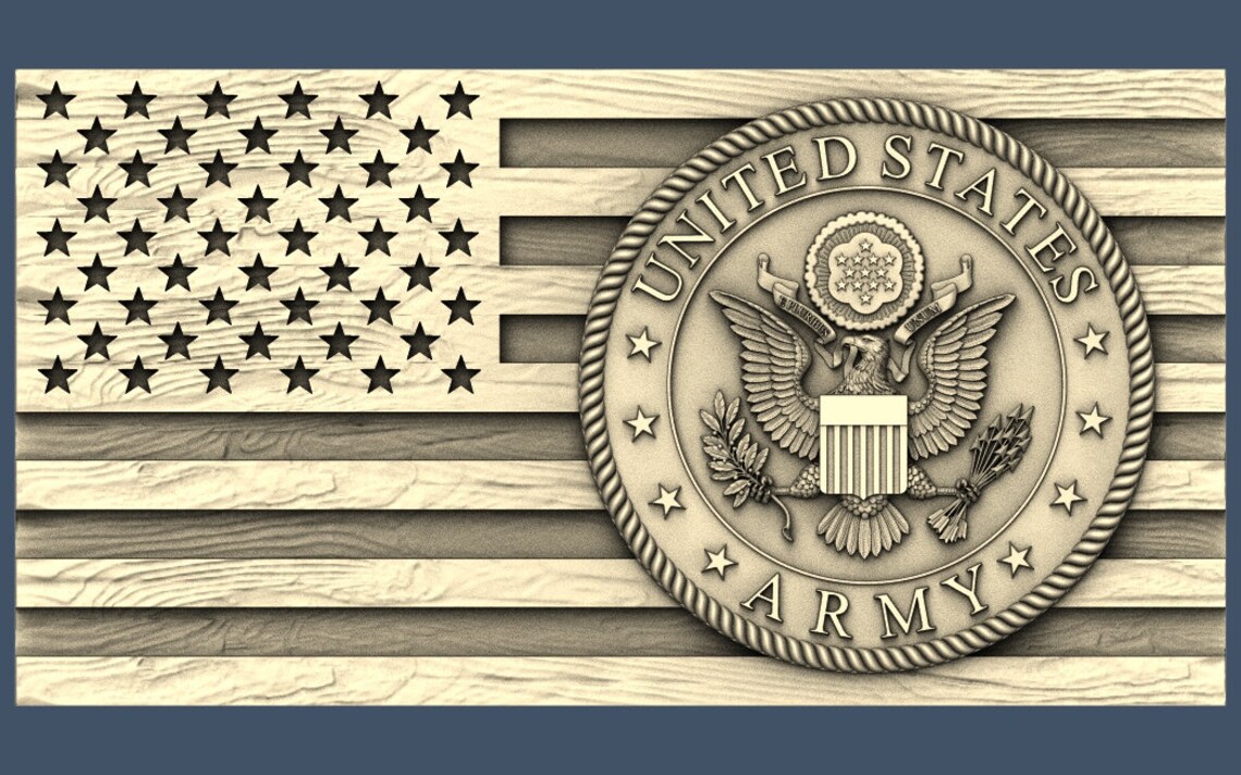 Us Army American Army Sign American Flag 3D STL Model CNC Router ...