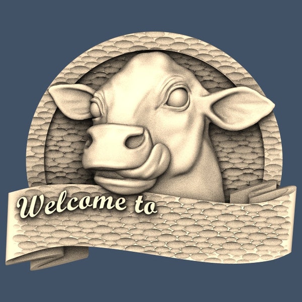 Cnc Engraving Cow Welcome - Etsy