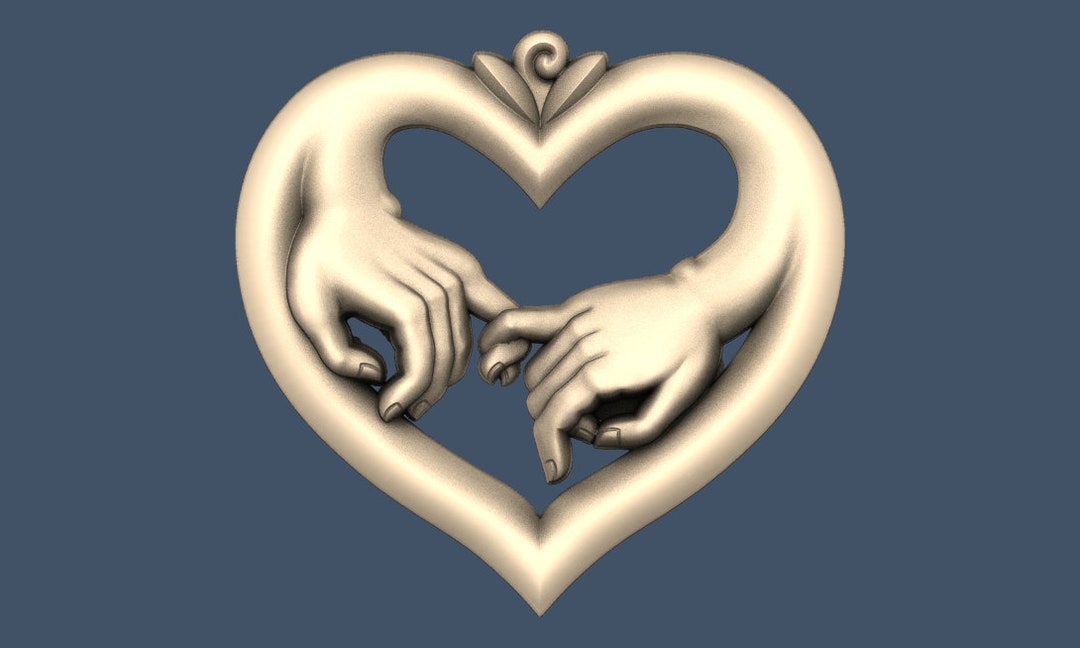 Hand Hands and Fingers Love Heart 3D STL Model CNC Router Engraver ...