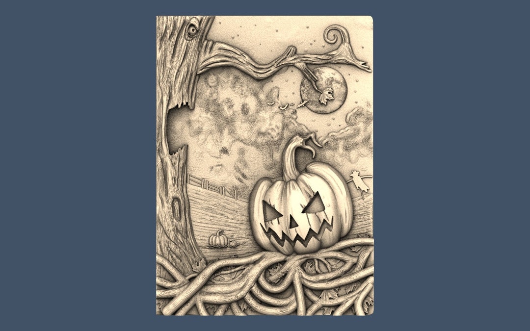 Pumpkin Halloween 3D STL Model CNC Router Engraver Artcam Aspire CNC ...