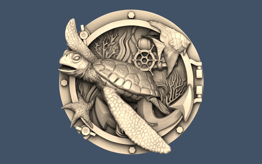 Sea Turtle Animal Freedom Ocean STL Model CNC Router Engraver Artcam ...