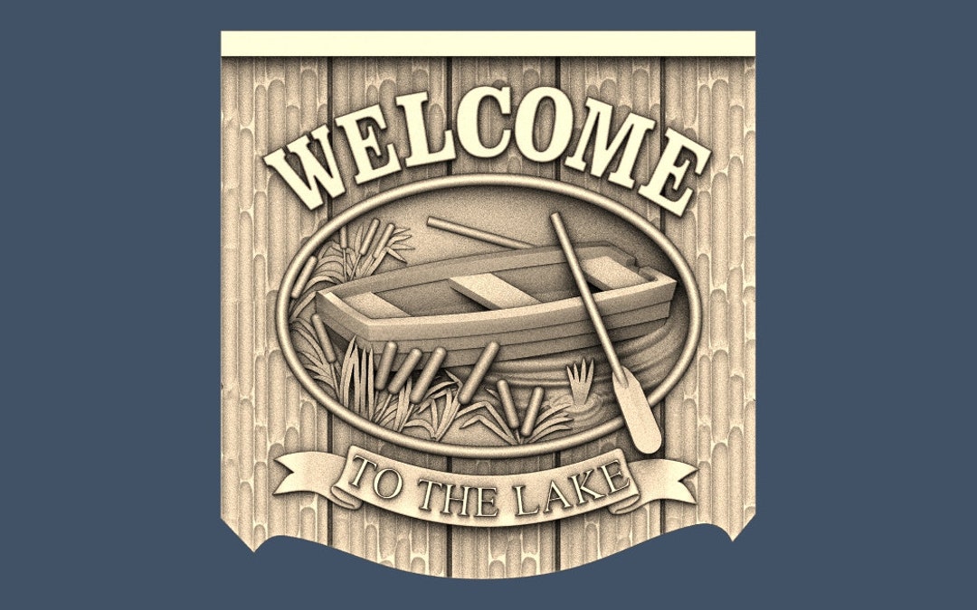 The Lake Welcome Sign 3D STL Model CNC Router Engraver Artcam Aspire ...