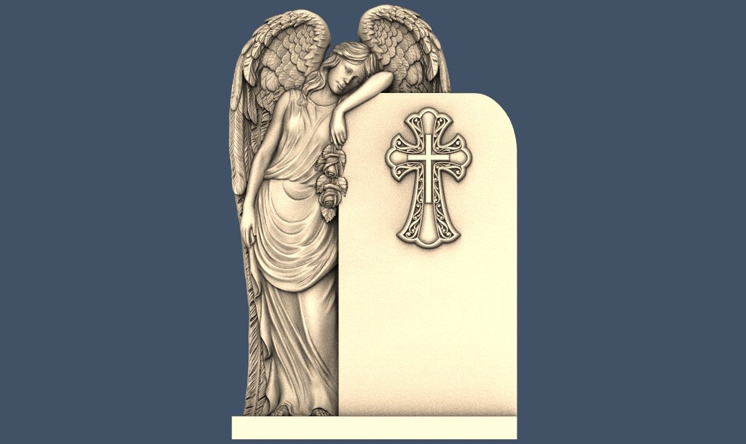 Angel Wings Rose Gravestone 3D STL Model for CNC - Etsy