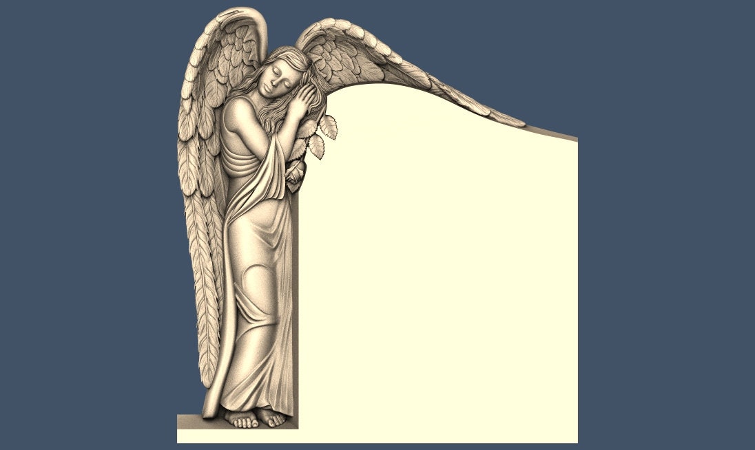 Angel With Wings Wings Rose Love Grave Stone 3D STL Model CNC Router ...