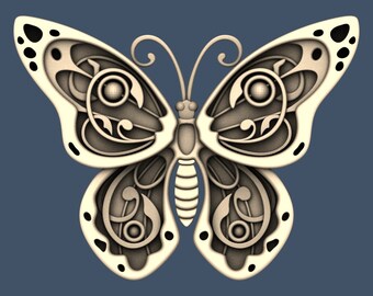 Butterfly 3D STL Model CNC Router Engraver Artcam Aspire - Etsy