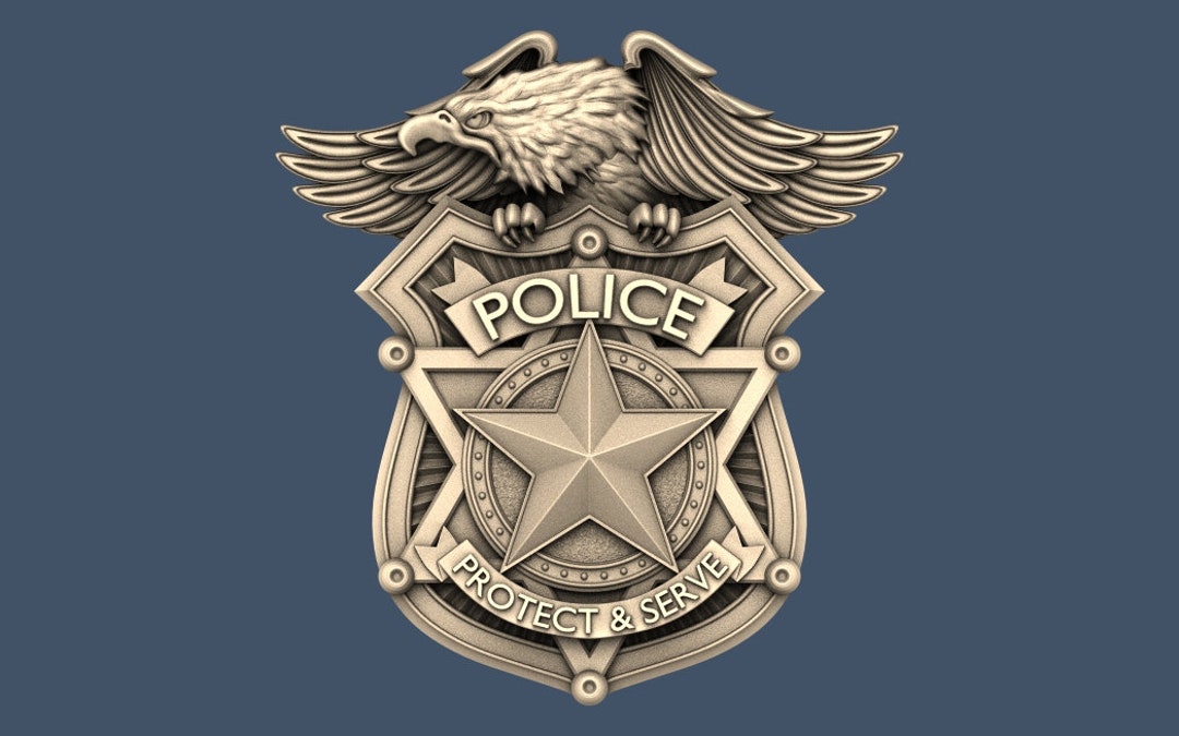 American Eagle Police Protect and Serve Badge STL Model CNC Router ...