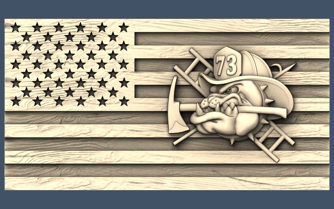 Firefighter Bulldog American Flag STL Model CNC (Instant Download) - Etsy