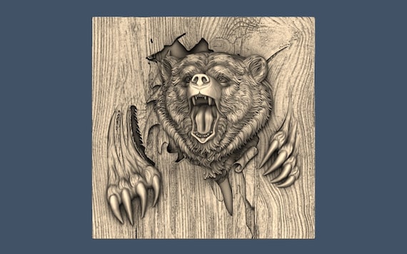 Grizzly Bear Animal STL Model CNC Router Engraver Artcam | Etsy