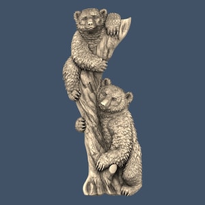 Bear Grizzly Animal Nature Two Bears STL Model CNC Router Engraver ...