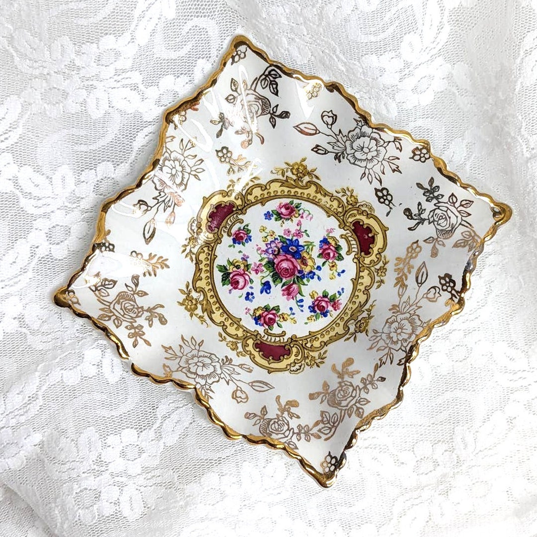 Old Foley POMPADOUR Chintz James Kent Staffordshire Bone China Nut Dish ...
