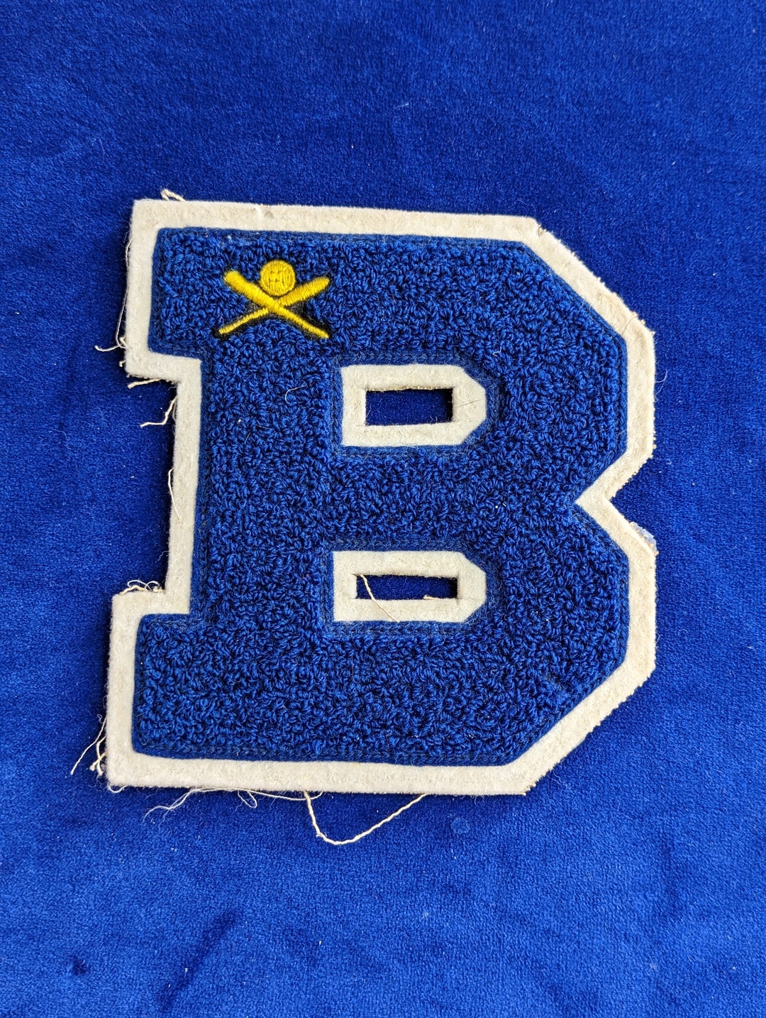 1950s Blue Chenille Varsity Letter b Baseball Bill Hatch Sporting Goods ...