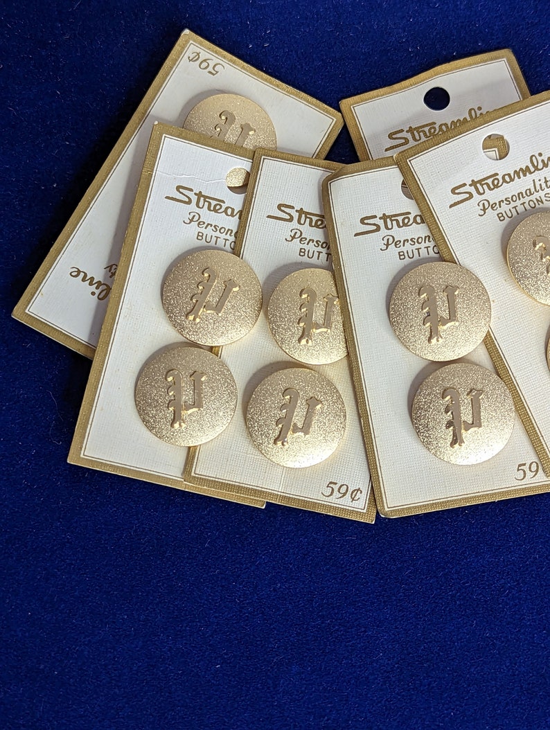 NOS Vintage 5/8 Signature GOLD Personality Button Lot Original Box ...