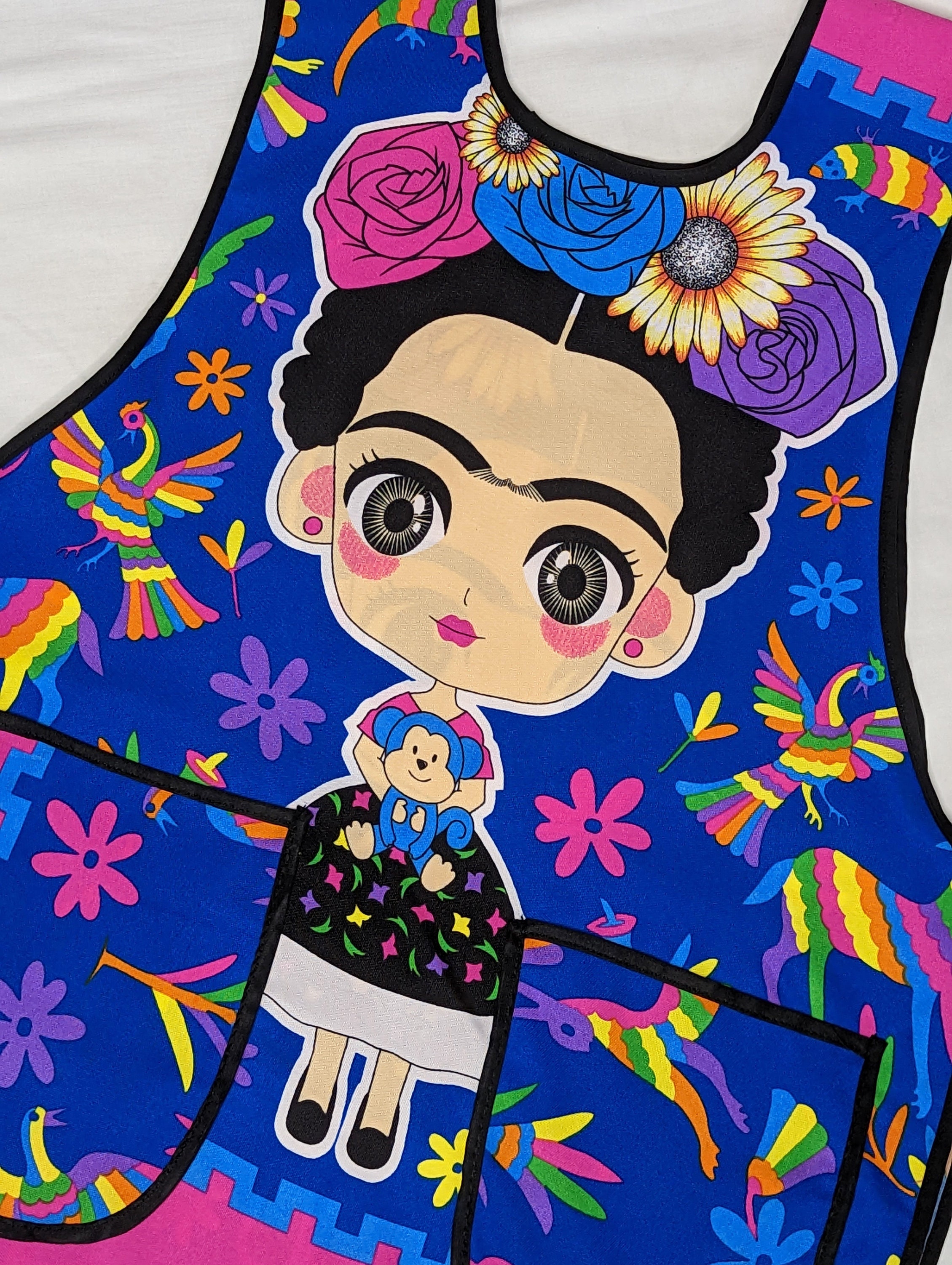 FRIDA KAHLO Kitchen Apron Fridita Mandil Playful Bright BLUE Adult One ...