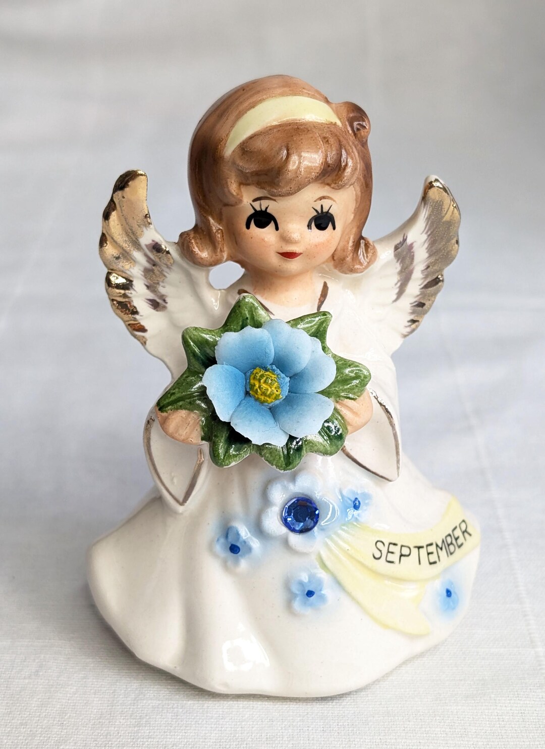 Vintage Lefton September Birthday Month Angel Figurine Sweet #6224 1950 ...