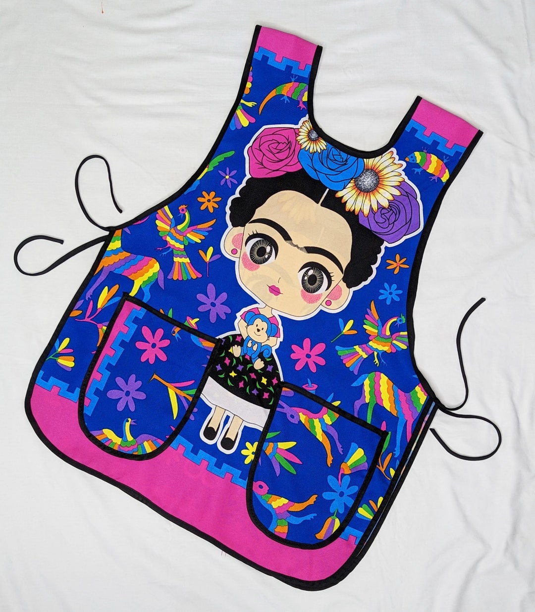 FRIDA KAHLO Kitchen Apron Fridita Mandil Playful Bright BLUE Adult One ...