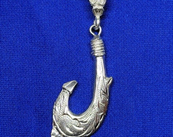 Sterling Silver Hawaiian Fish Hook Pendant on Sterling Silver - Etsy