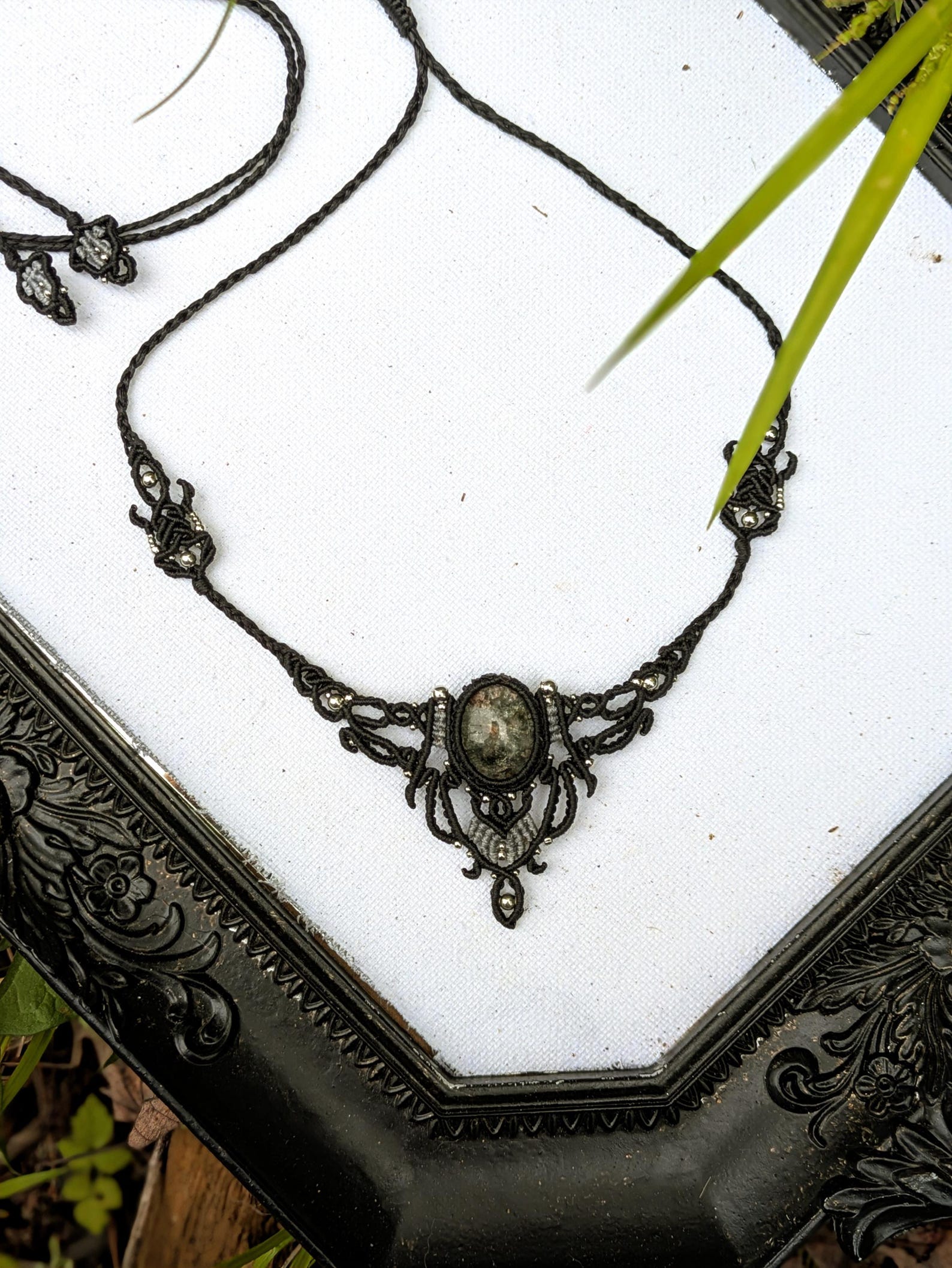 Gothic Macrame Choker: Shaman Dream Stone, Adjustable Handmade Necklace ...